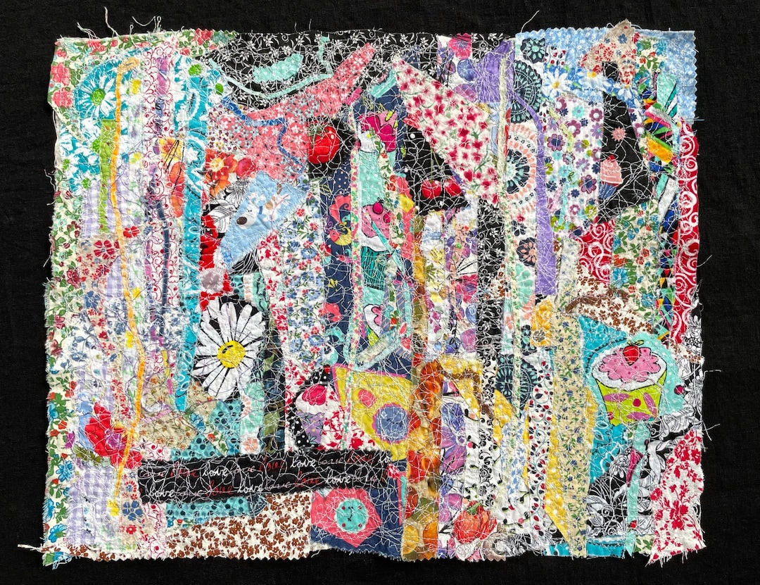 Abstract Fabric Textile Art Collage - Wall or Tabletop Art - Unique ...