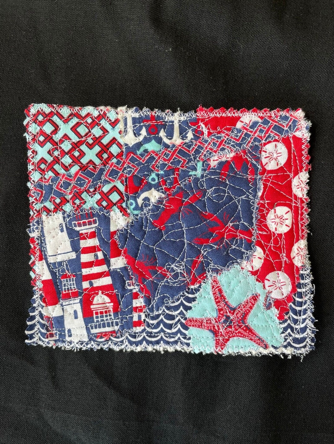 Abstract Cotton Fabric Scrap Patch Textile Art Collage/unique Fabric ...