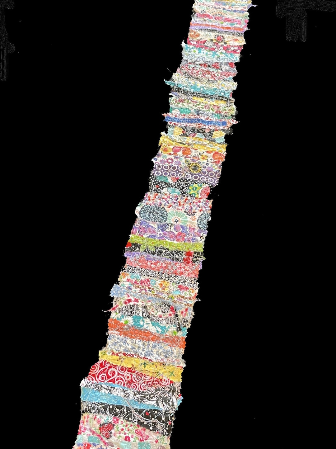 Abstract Textile Art Collage - Table Runner or Wall Art 41 Inches Long ...