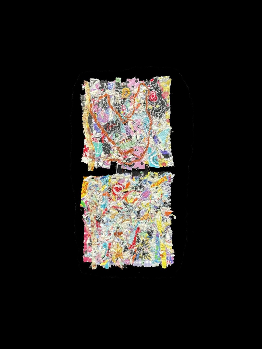 Abstract Cotton Fabric Textile Art Collage/wall or Tabletop Art/2 ...