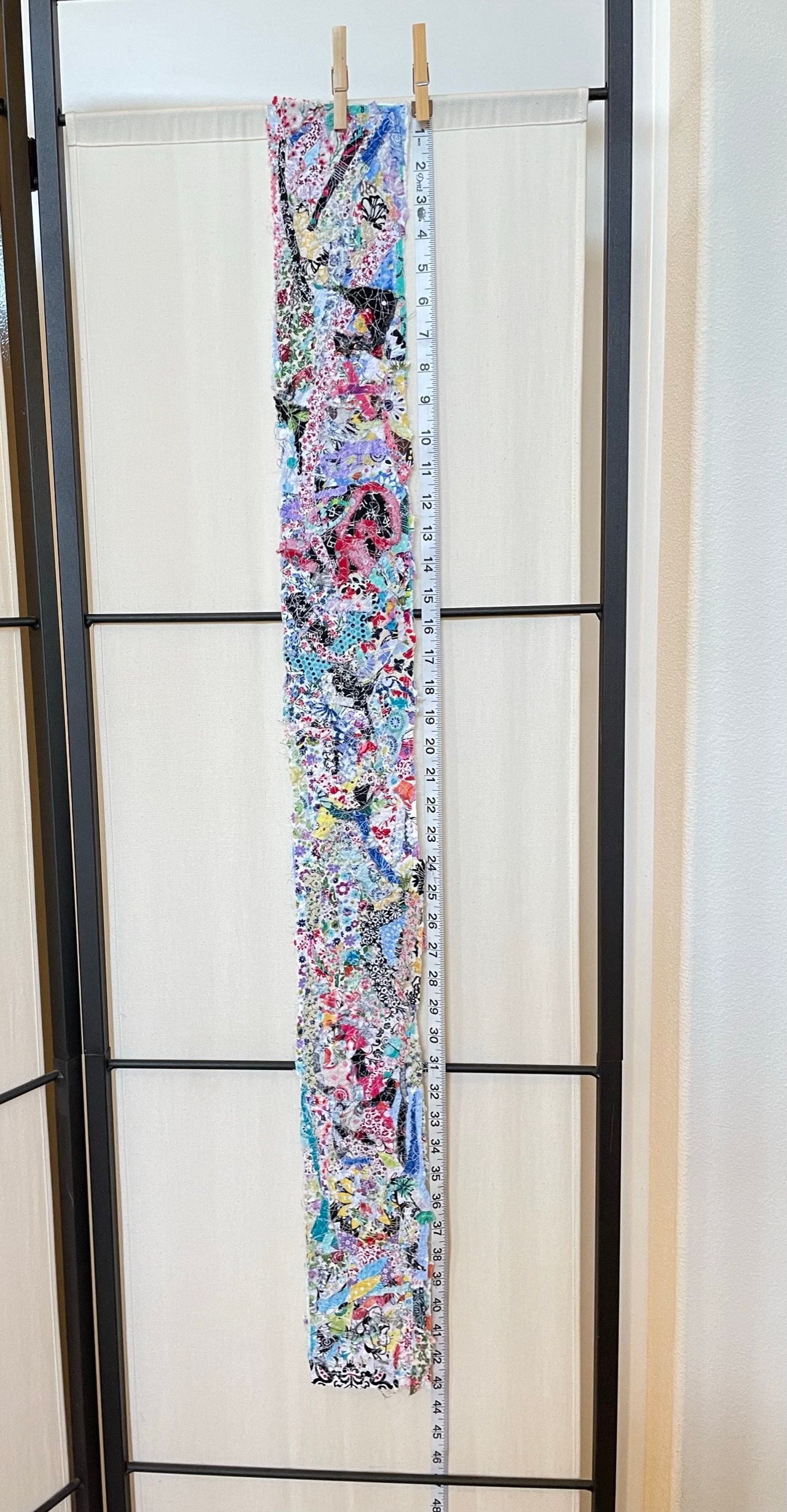 Abstract Fabric Scrap Collage: Upcycled Textile Art Table Runner - 43 ...