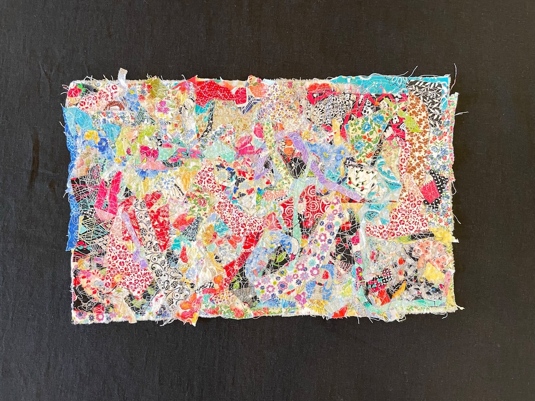Textile Art Collage – Abstract Fabric Scrap Wall Hanging - Etsy