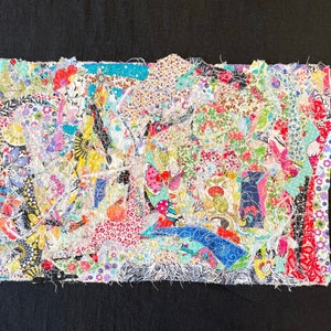Abstract Fabric Textile Art Collage - Wall or Tabletop Art/ Unique ...