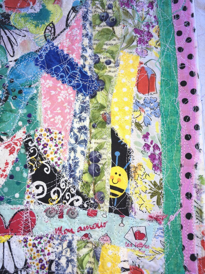 Abstract Fabric Scraps Textile Art Collage Wall or Tabletop - Etsy