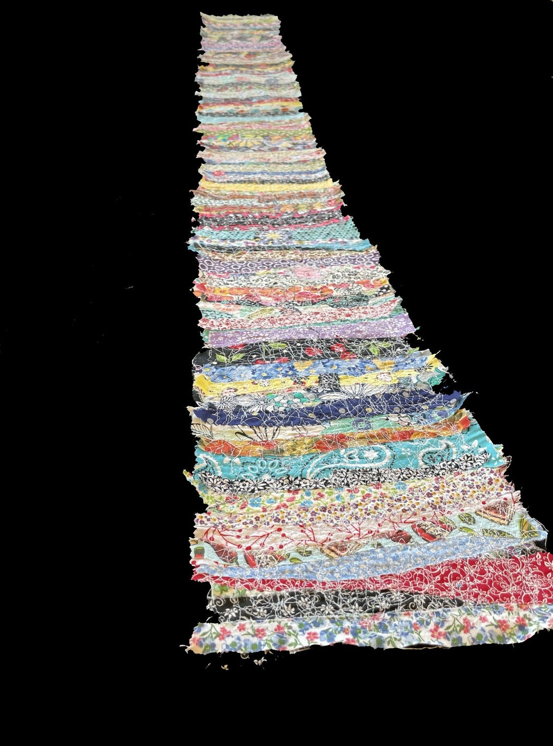 Upcycled Fabric Scrap Table Runner - Abstract Textile Art, 65.5" - Etsy
