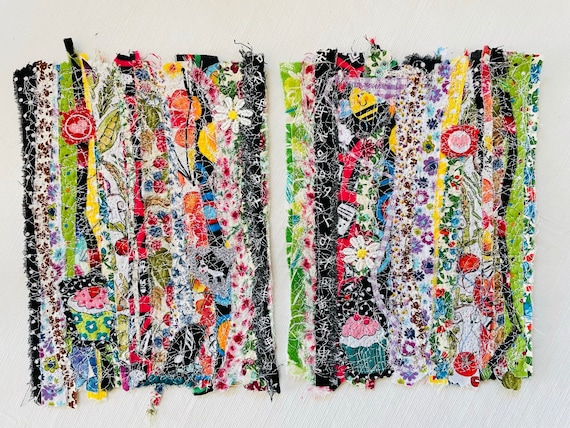 Abstract Cotton Fabric Textile Art Collage Wall or Tabletop - Etsy