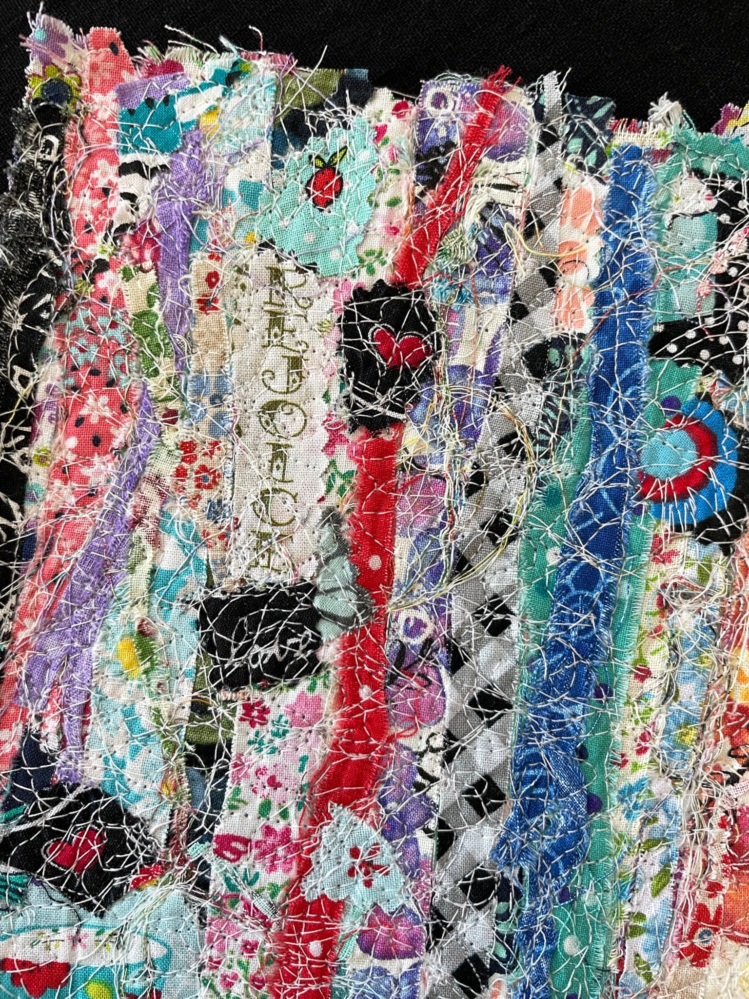 Abstract Fabric Scrap Collage Art – Textile Wall Hanging, Upcycled ...