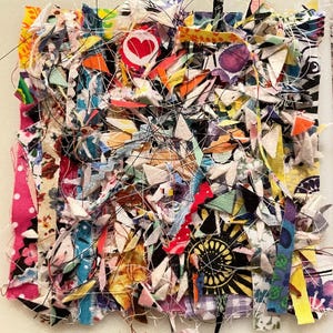 Abstract Cotton Fabric Textile Art Collage/wall or Tabletop Art/2 ...