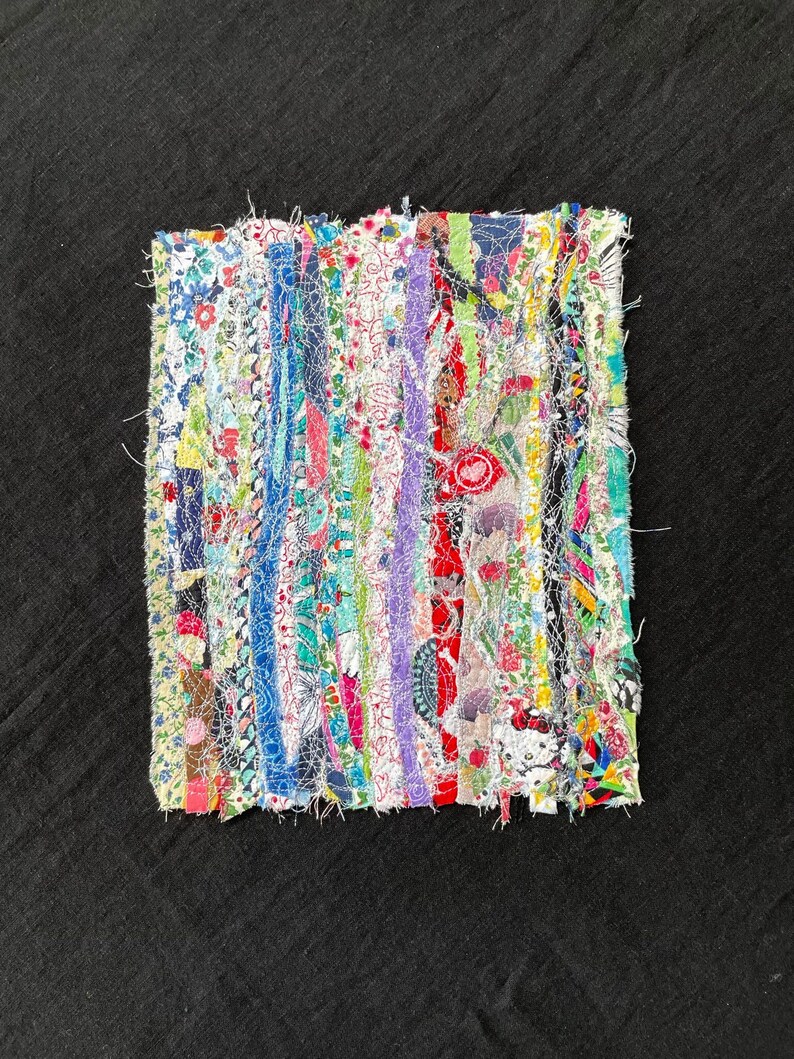 Abstract Fabric Scraps Textile Art Collage Wall or Tabletop - Etsy