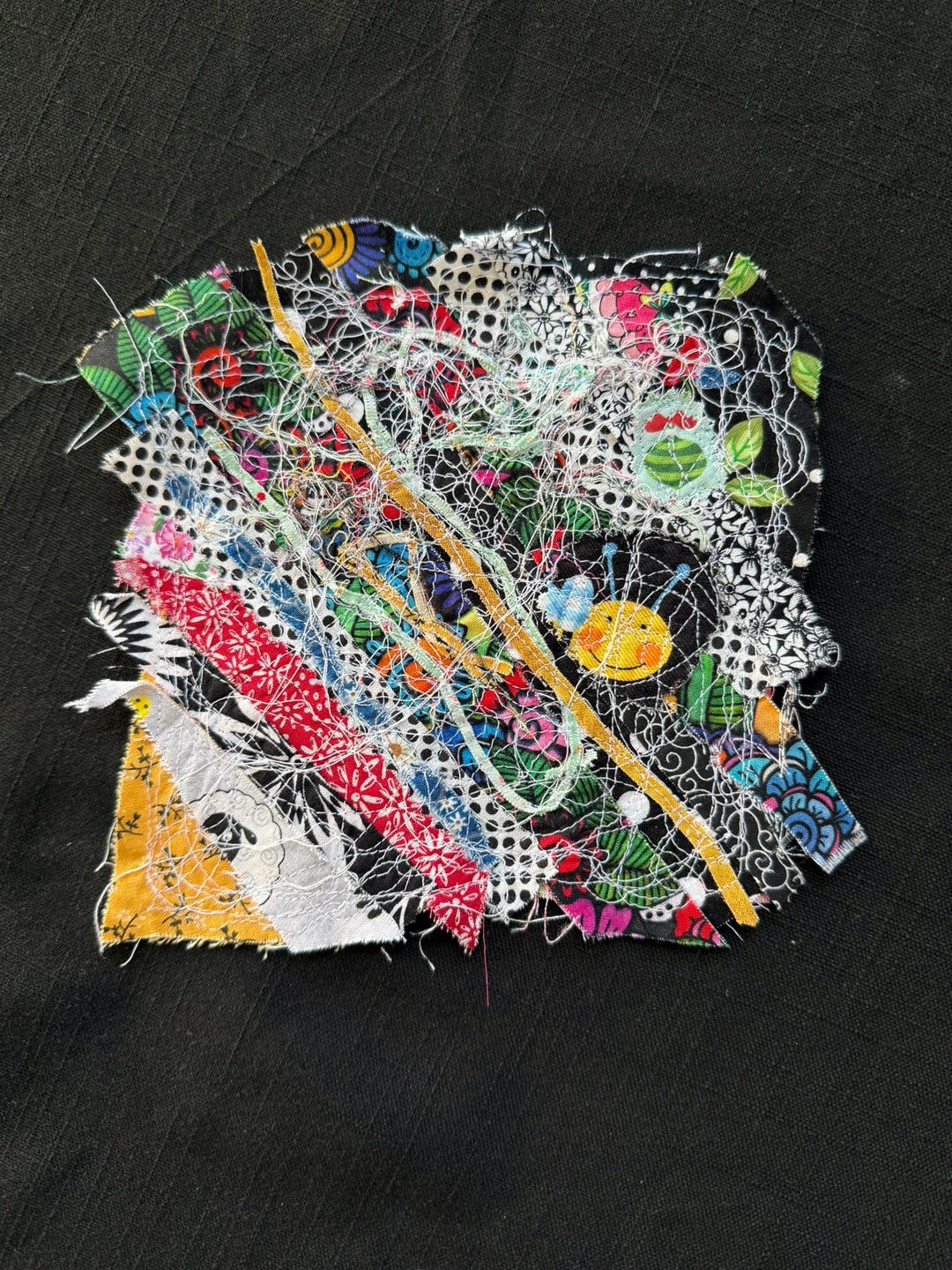 Abstract Fabric Scrap Collage Art – Textile Patch, Upcycled Cotton 6 ...
