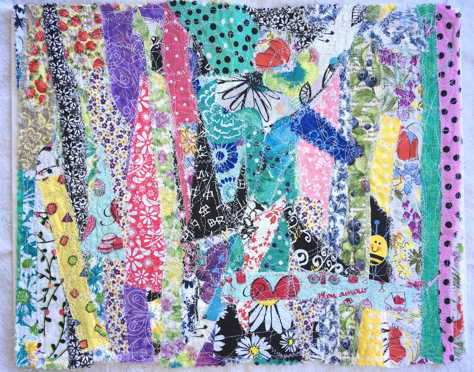 Abstract Fabric Scraps Textile Art Collage Wall or Tabletop - Etsy