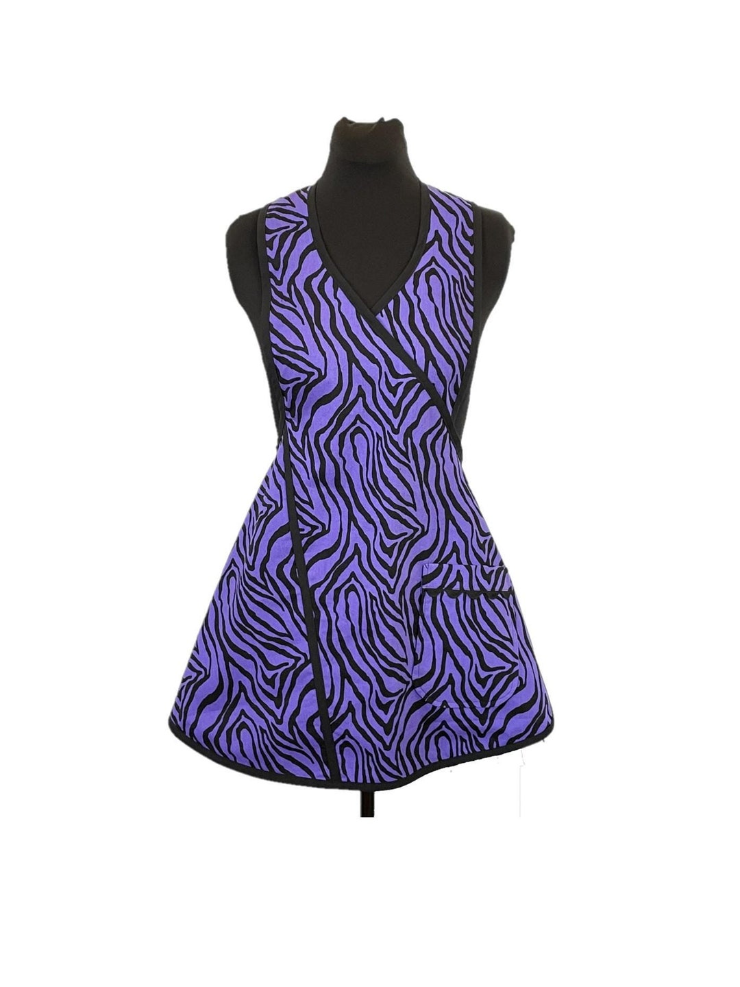 Fun Flirty Purple and Black Animal Print Cotton Apron With One Lined ...