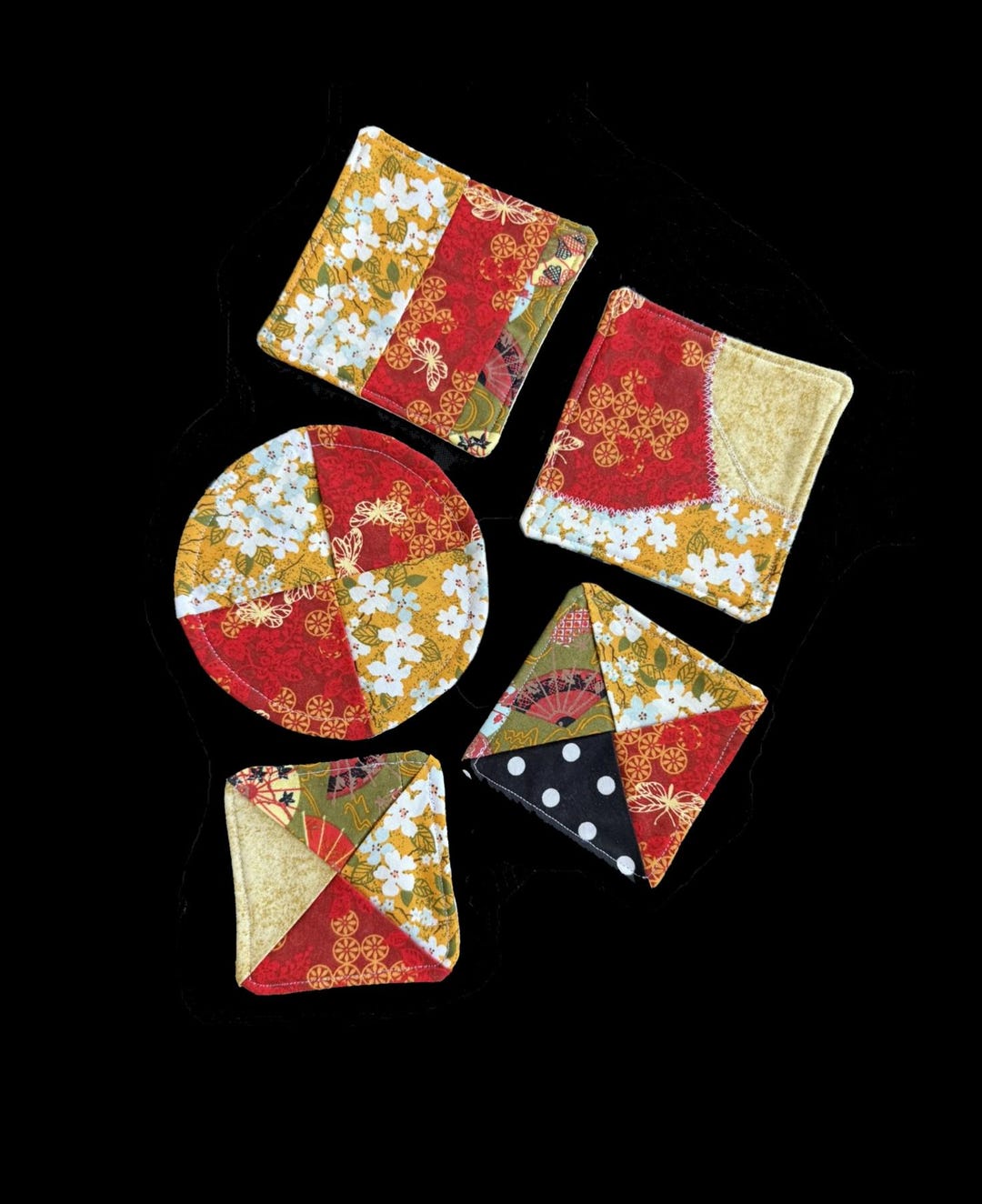 Quilted Cotton Origami Coasters - Asian Fabric Design, Set of 5 - Etsy