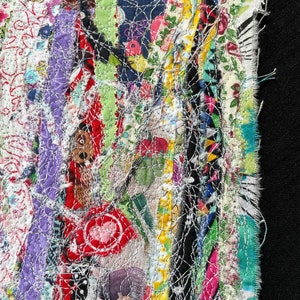 Abstract Fabric Scraps Textile Art Collage - Wall or Tabletop Art ...