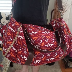 VT Duffel Bag, Hokies Travel Bag, Handmade Duffel Bag, Sports Duffel ...