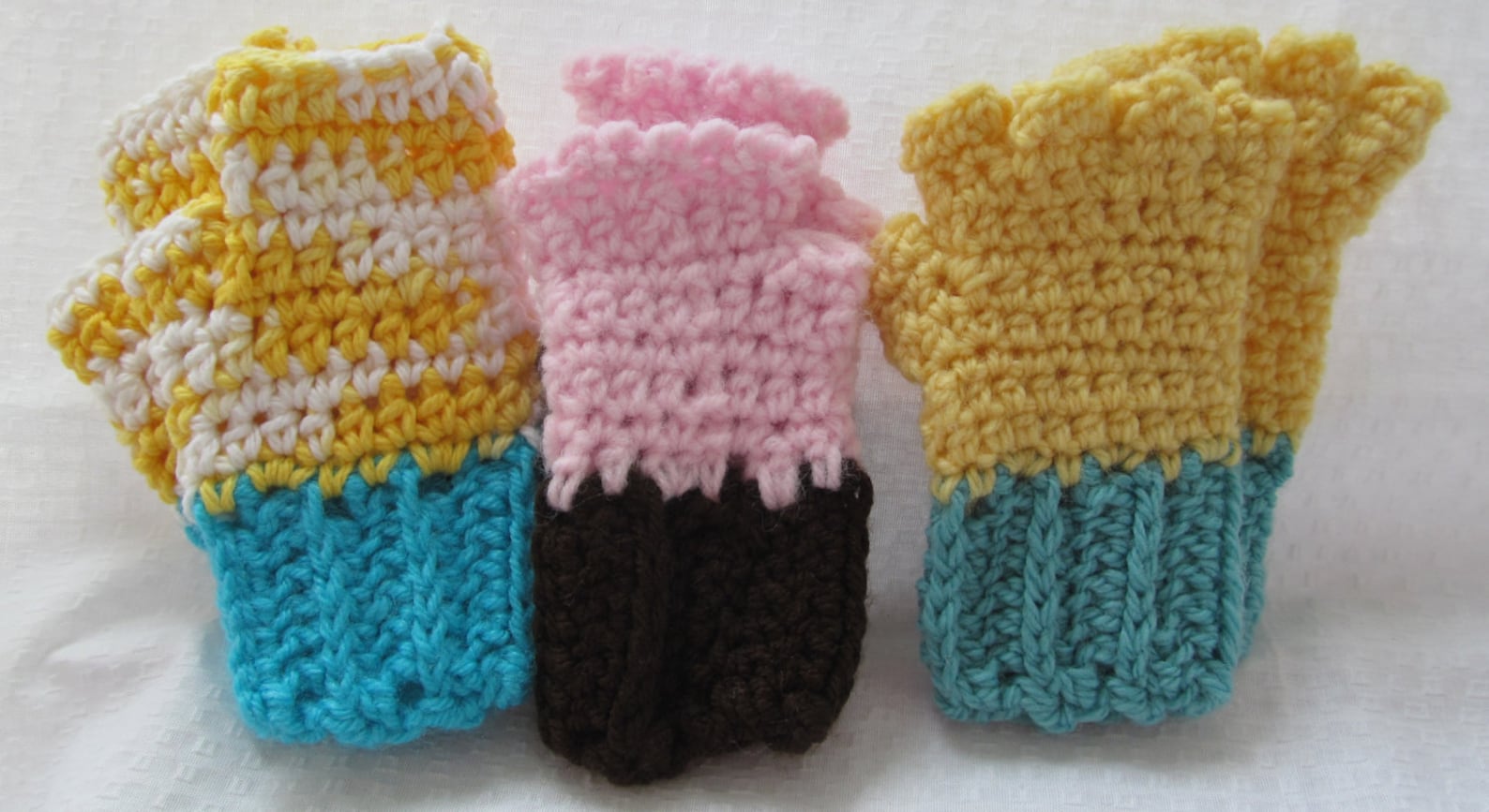 Kids Mittens in Crochet, Fingerless Mittens, Open Fingers Mittens ...