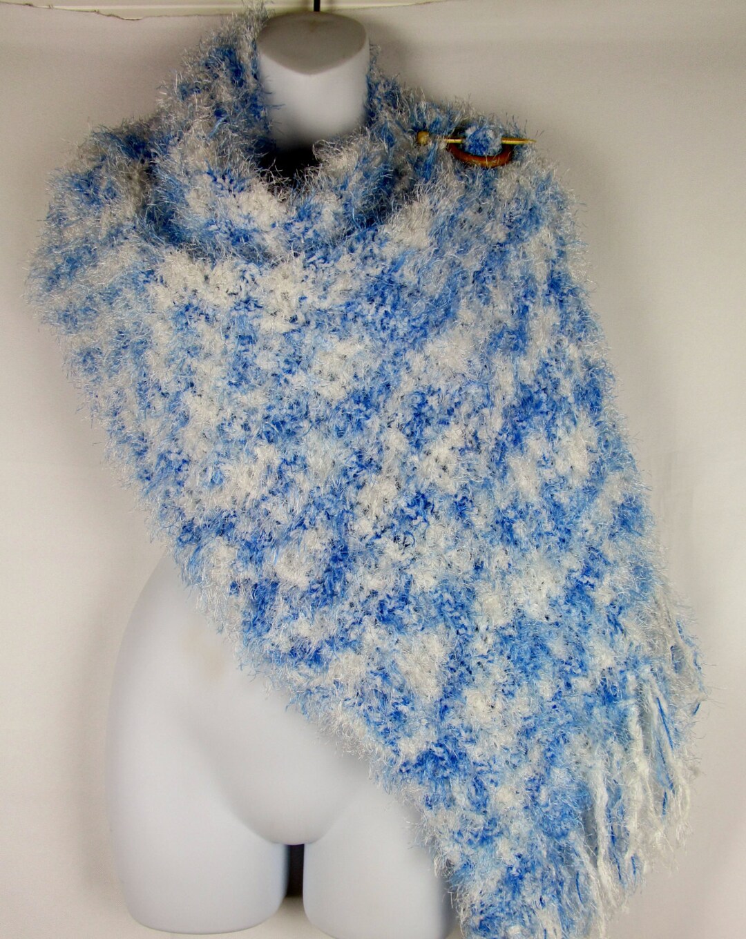 Shawl in Loom Knit Stitch With or Without Tassels, Knit Shawl, Handmade ...