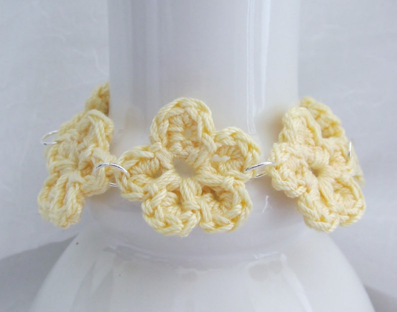 Flower Crochet Lace Bracelets, Cotton Floss Bracelet, Flower Crochet ...
