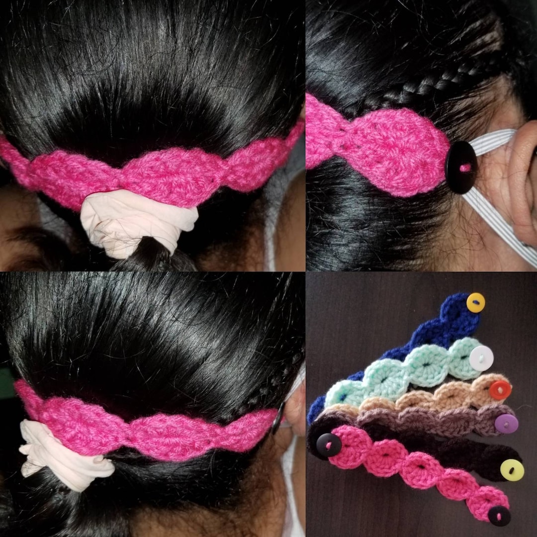 Crochet Ear Savers, Mask Ear Savers, Button Ear Savers, Behind the Head ...