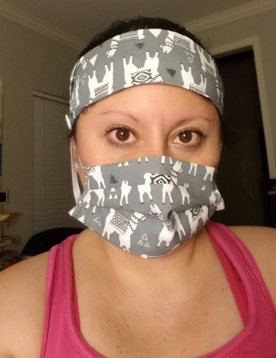 Cotton Headband With Buttons for Mask, Matching Set Mask and Headband ...