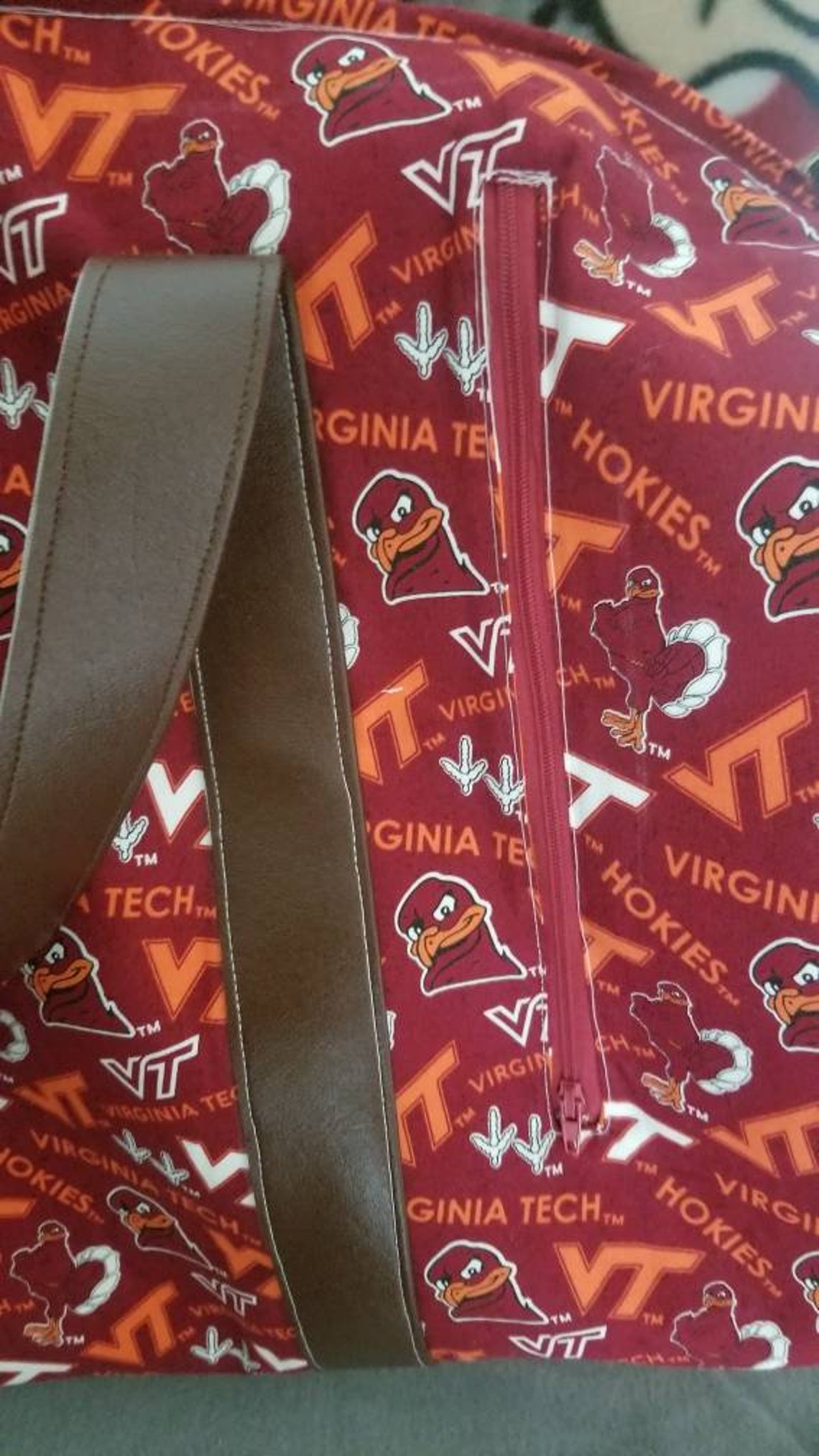 VT Duffel Bag, Hokies Travel Bag, Handmade Duffel Bag, Sports Duffel ...