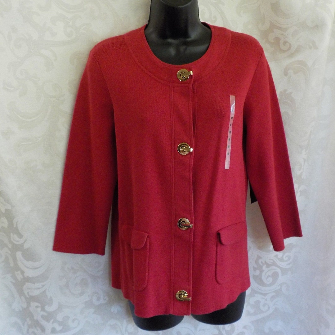 1996 Jones New York Cardigan Size Medium NWT Cranapple Color 3/4 ...