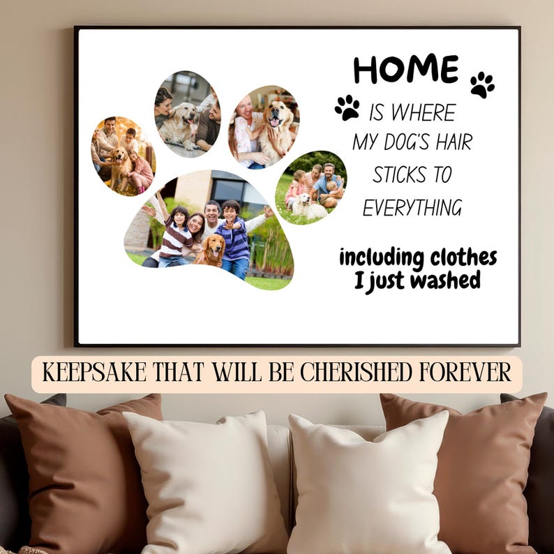 Paw Print Photo Collage Frame Template | Editable Canva Pet Keepsake ...