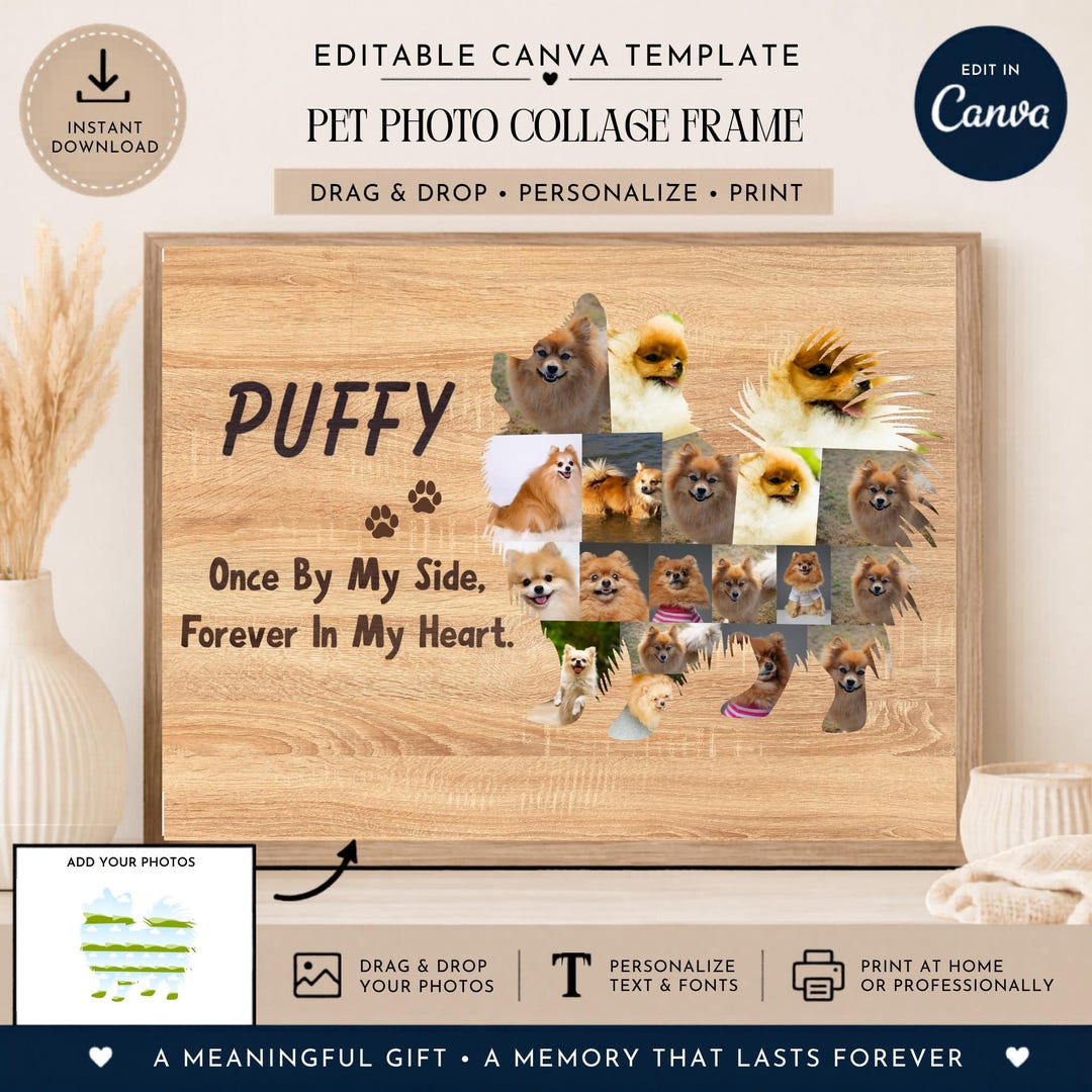 Pomeranian Photo Collage Frame Canva Template | Personalized Dog ...