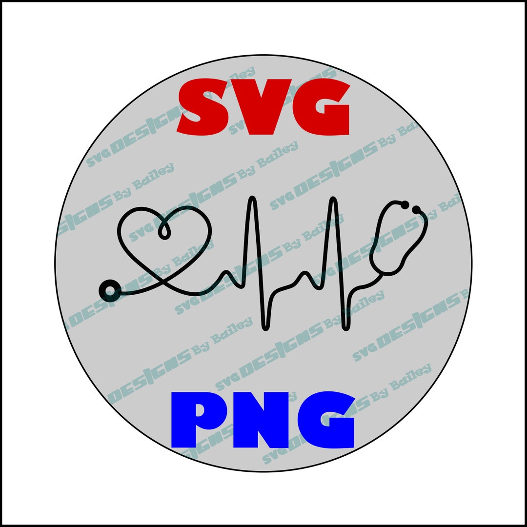 Heartbeat Waveform Stethoscope SVG and PNG - Etsy