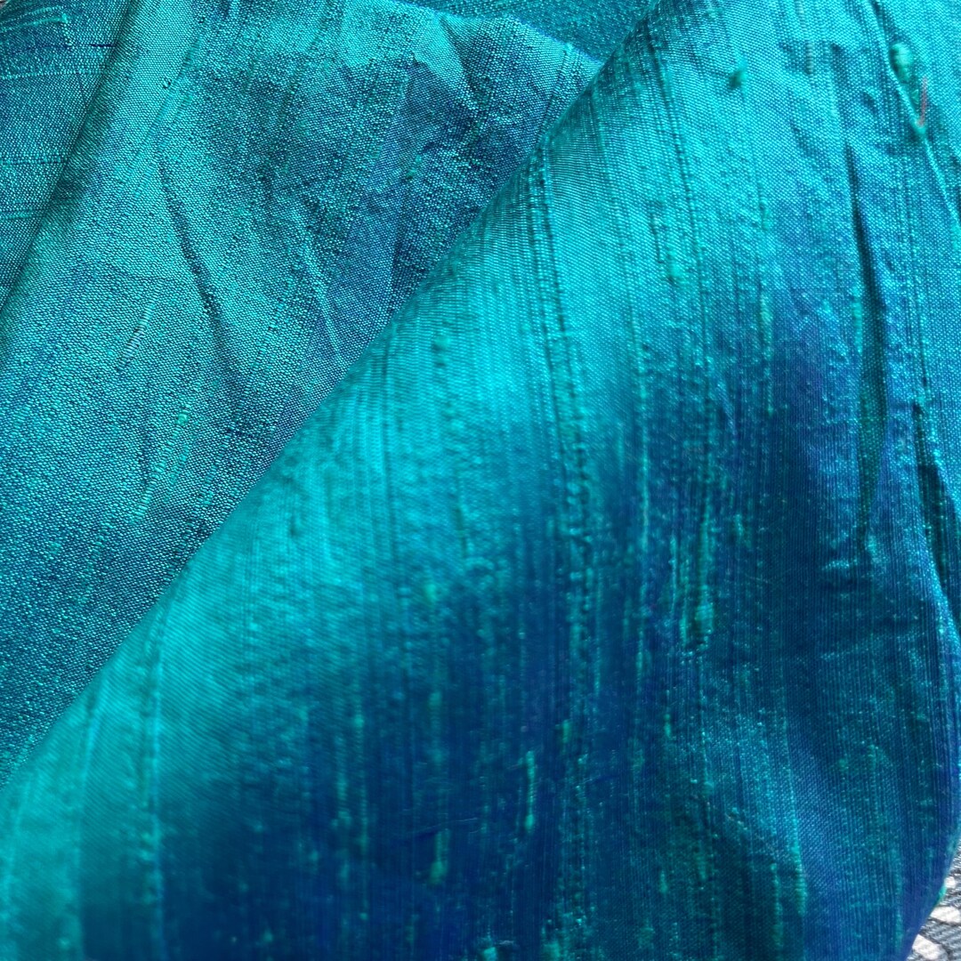 Peacock Blue Raw Silk Fabric Remnant, Handwoven Dupioni Silk, 1 Yard - Etsy