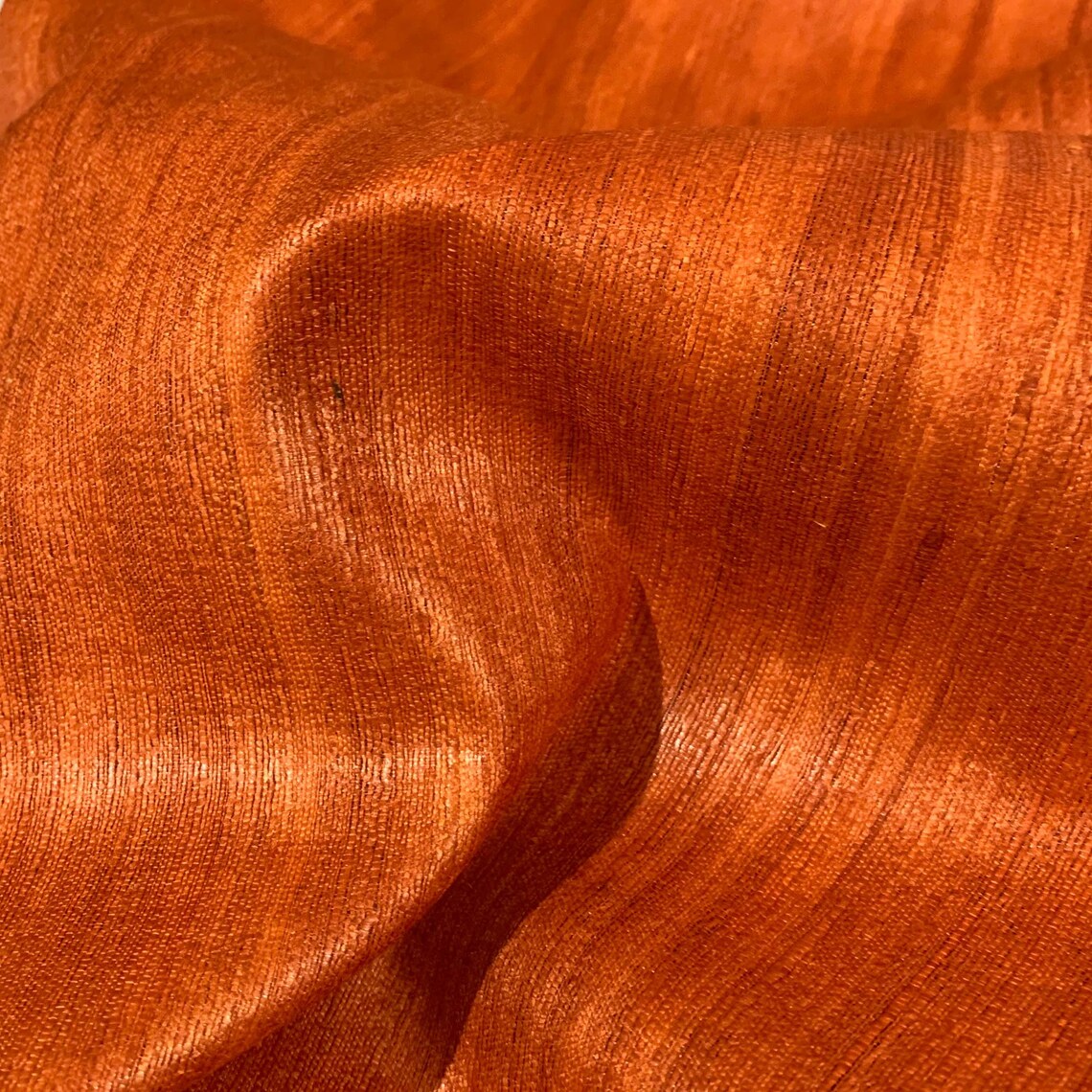 Rust Gicha Tussar Silk Fabric, 100% Pure Tussar Silk, Indian Silk ...