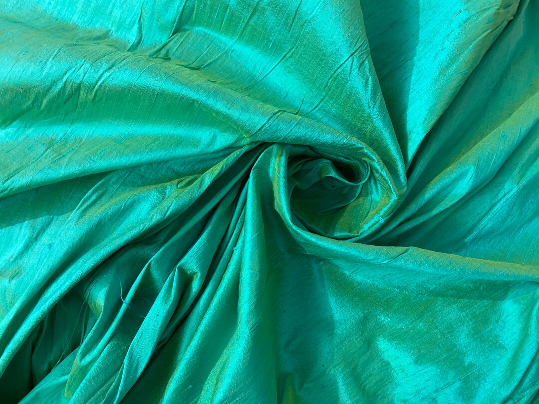 Seda pura verde amarilla, seda cruda azul té, seda dupion de boda, seda ...