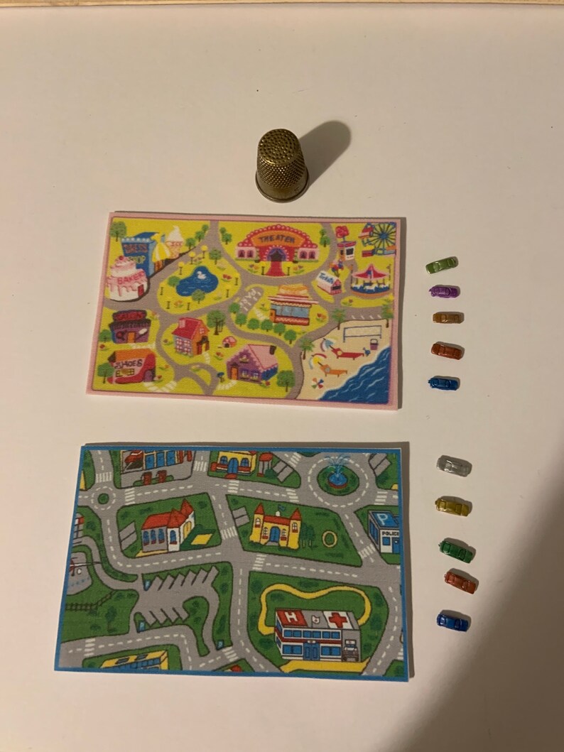Dolls House 1/12th Scale Play Mat With 5 Tiny Cars Choice of - Etsy