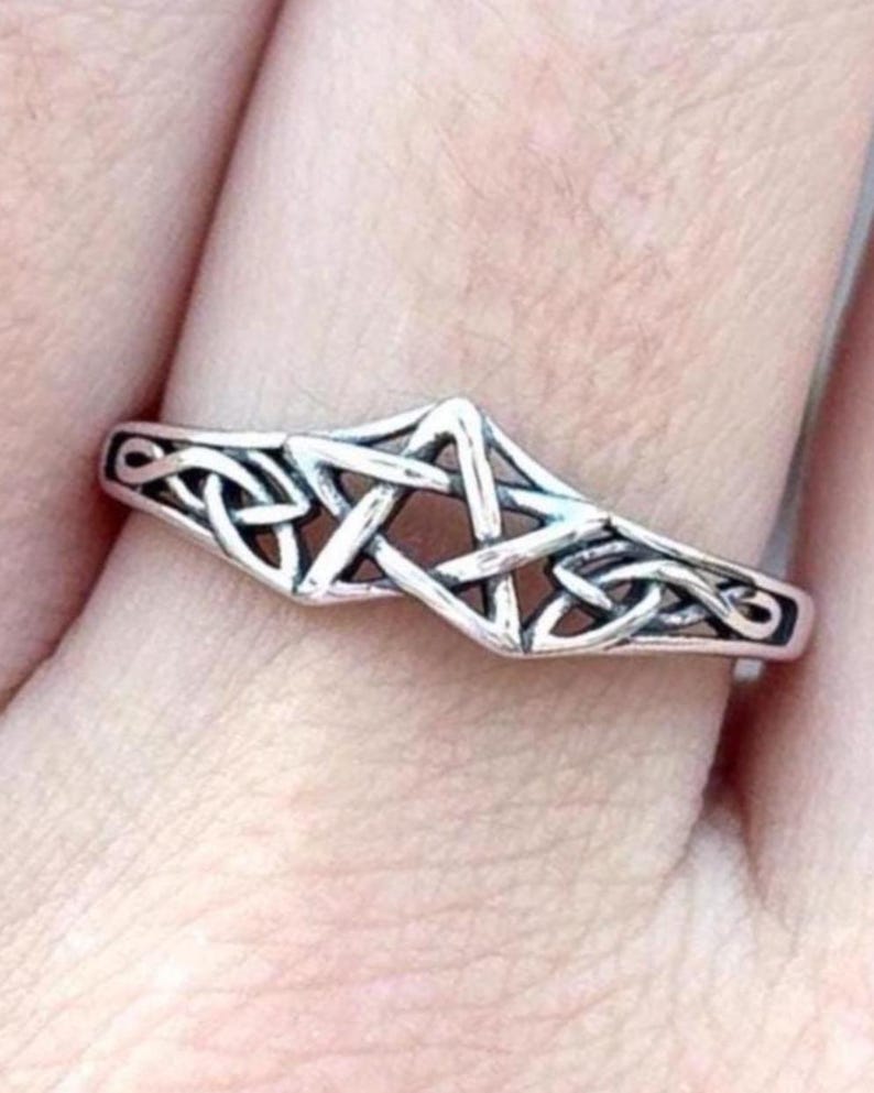 Sterling Silver Celtic Star Ring, Woven Knot Band, Minimalist Eternity ...