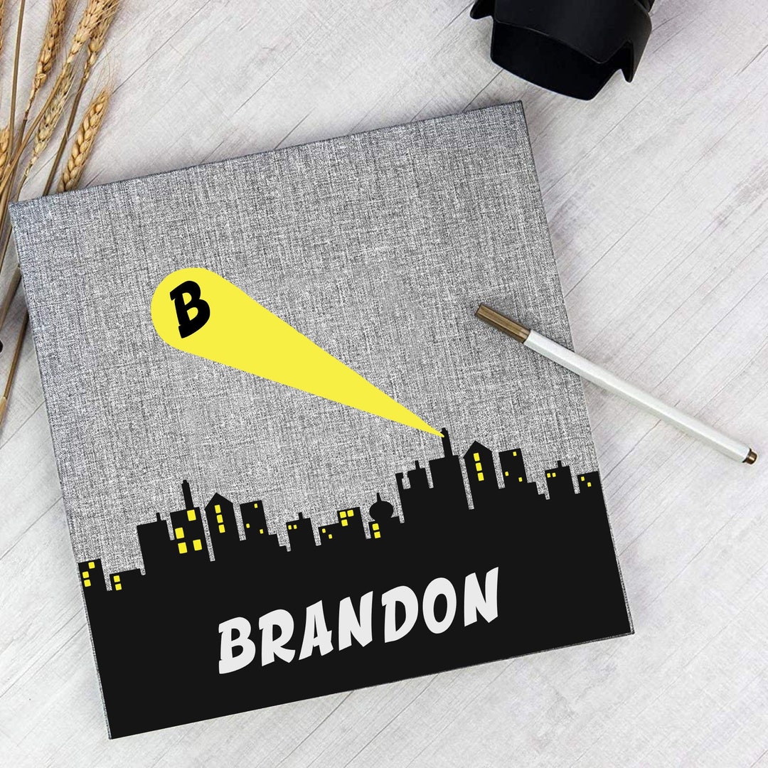 Personalized Comic Superhero Photo Album School Linen Self Adhesive ...