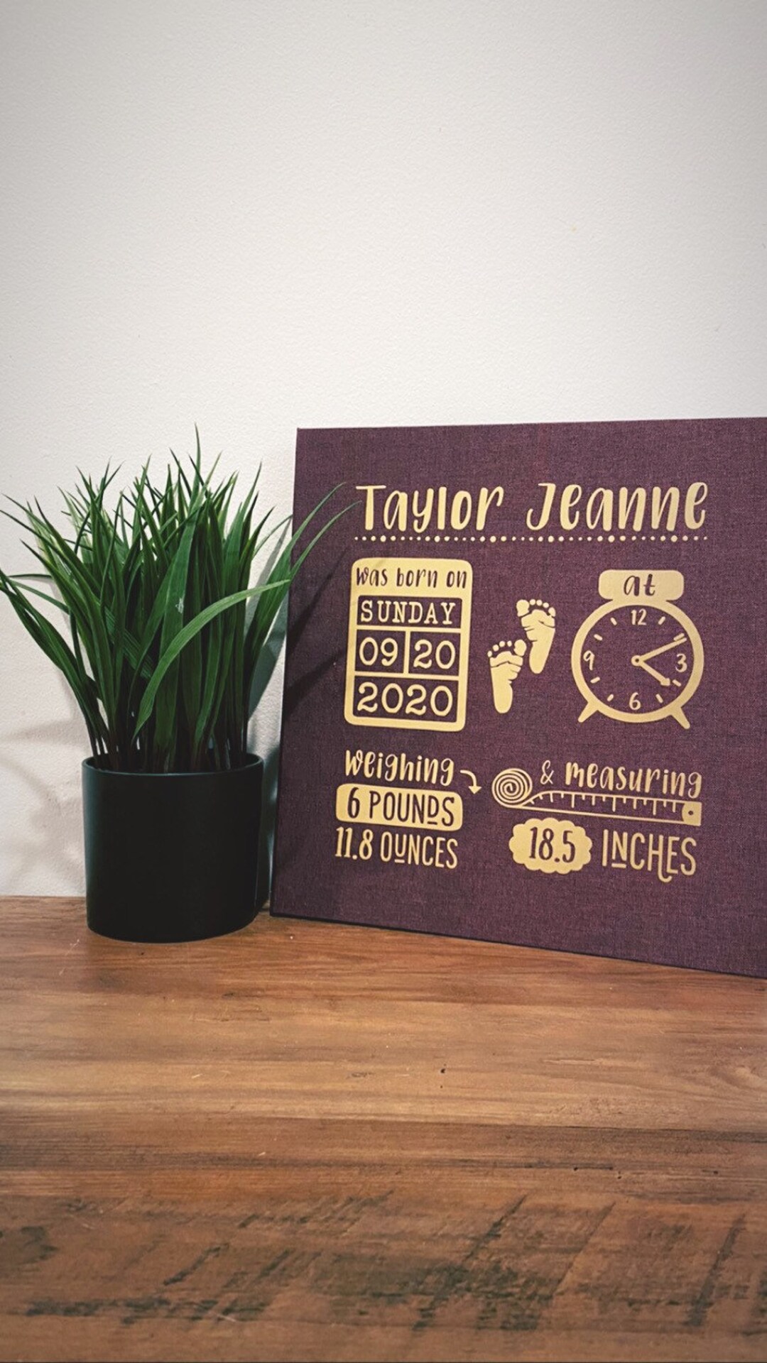 Baby Photo Album Birth Stats Custom Personalized Linen Self Adhesive ...