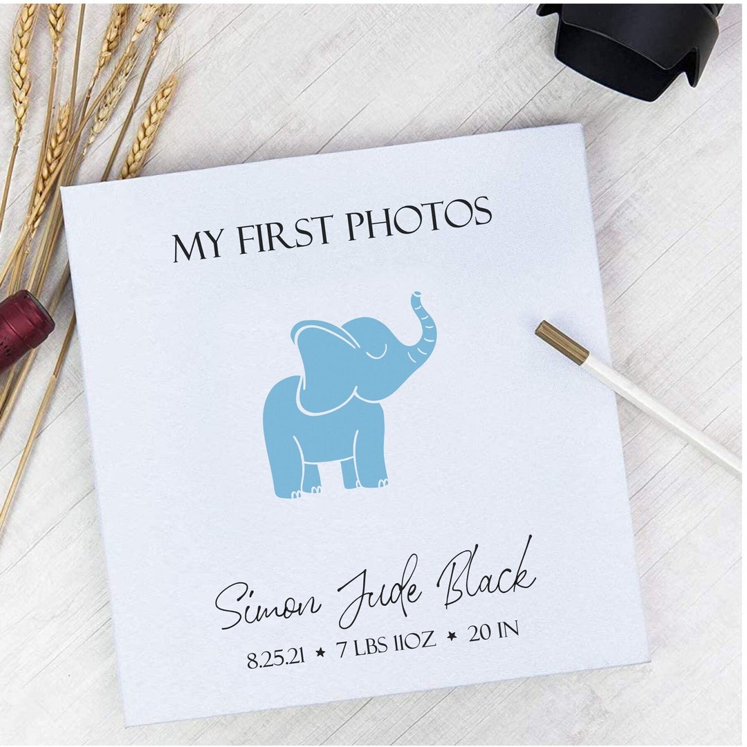 Baby Photo Album Birth Stats Custom Personalized Linen Self Adhesive ...