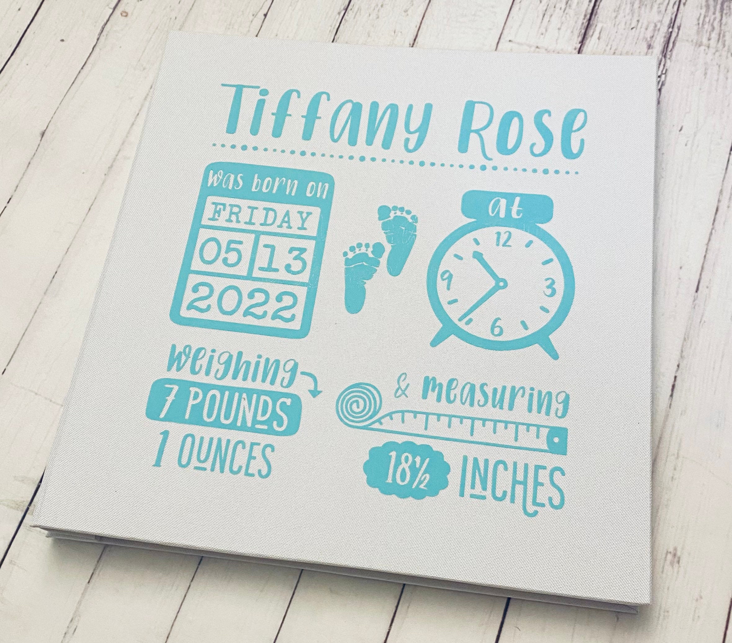 Baby Photo Album Birth Stats Custom Personalized Linen Self - Etsy