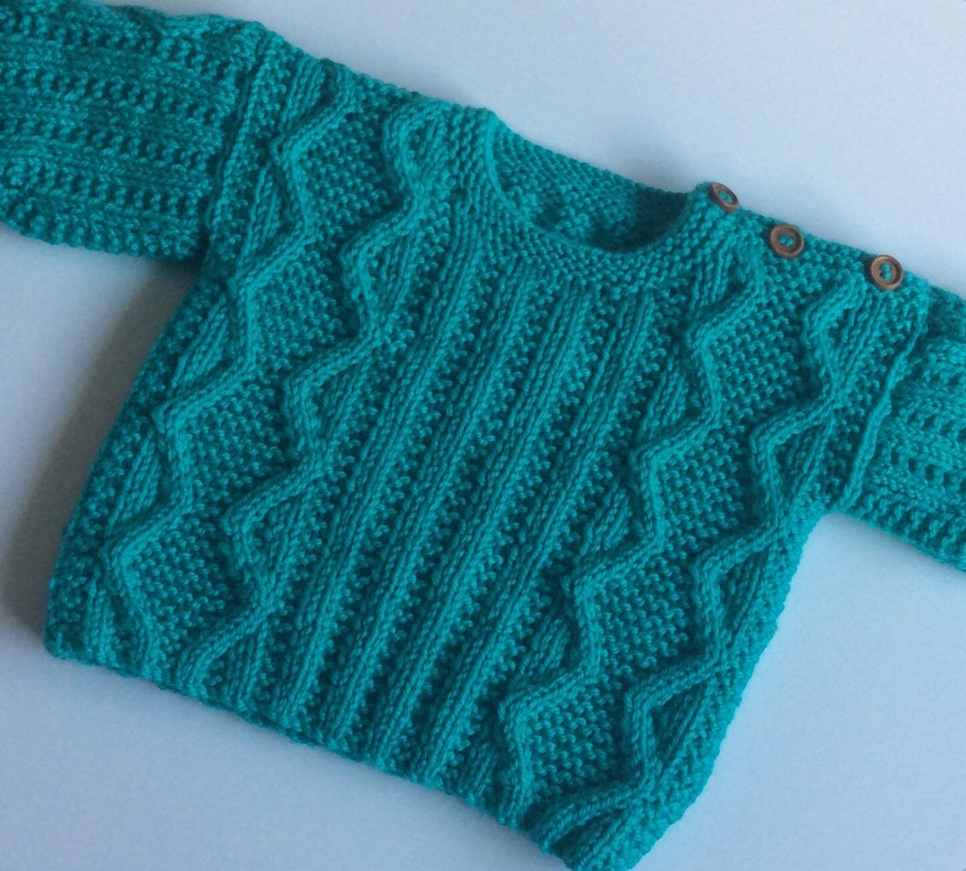 Hand knitted aran baby jumper - Etsy.de