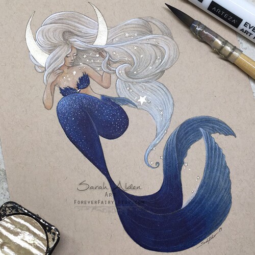 Dolphin Mermaid Art Dolphin Print Original Mermaid Painting - Etsy