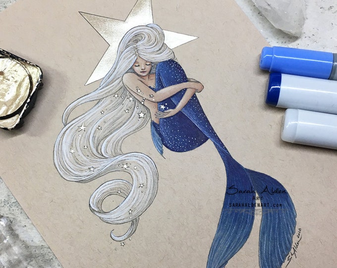 Star Mermaid Print Fantasy Art Print Dreamy Mermaid Art - Etsy