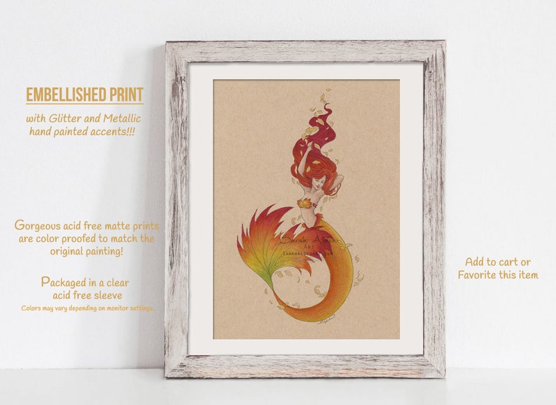 Autumn Mermaid Art Fantasy Print Fall Mermaid Painting Wall - Etsy