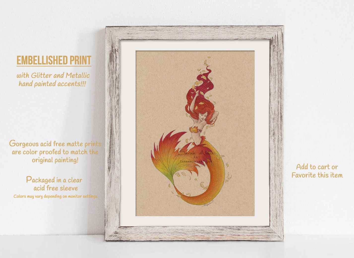 Autumn Mermaid Art Fantasy Print Fall Mermaid Painting Wall | Etsy