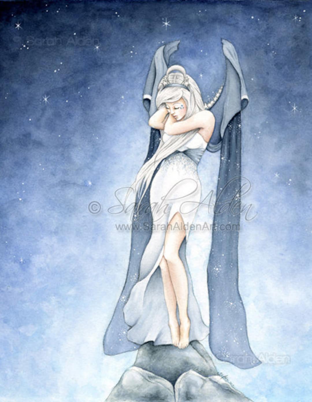 Modern Angel Art Print, Goddess Fairy Art, Angel Painting, Celestial ...