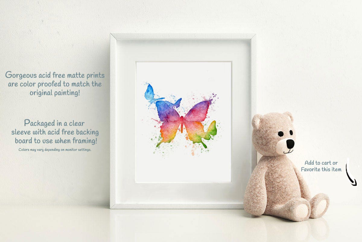 Butterfly Rainbow Print Butterflies Rainbow Painting | Etsy