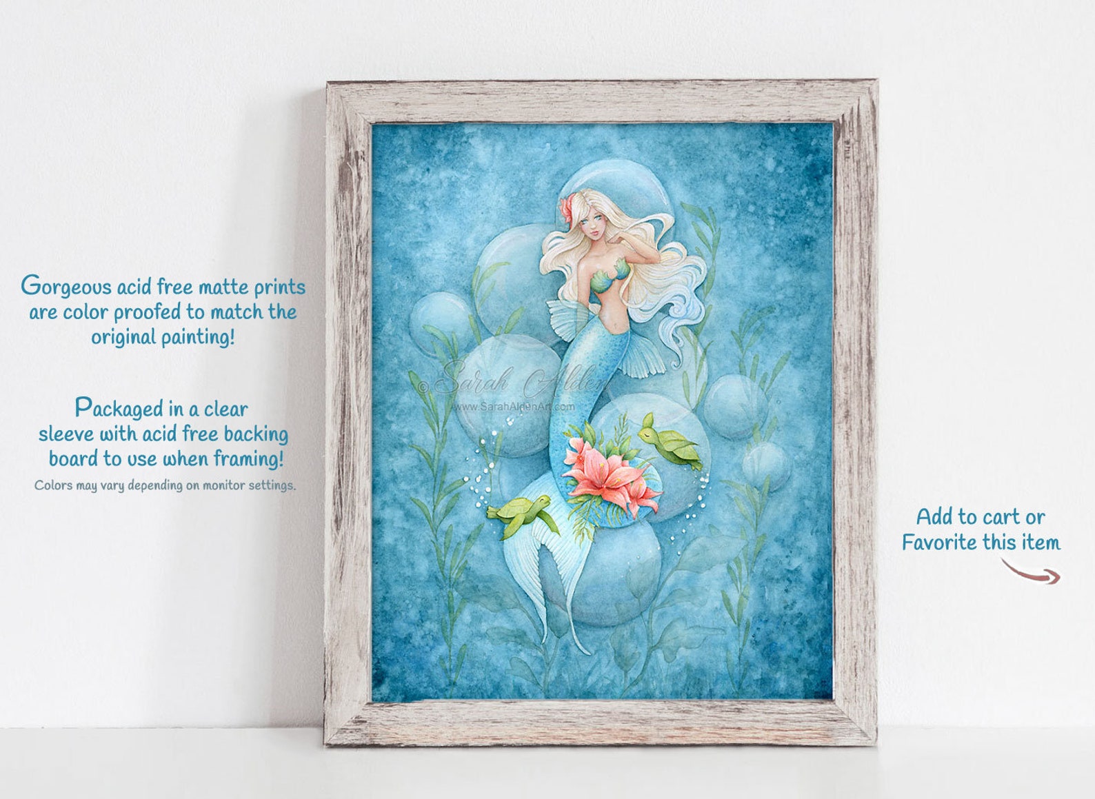 Sea Turtle Mermaid Art Mermaid Print the Little Mermaid - Etsy