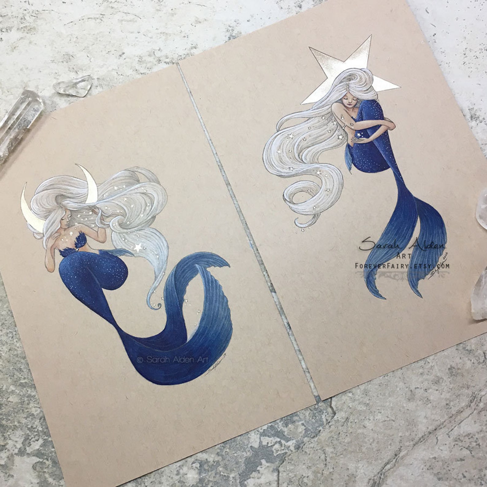 Star Mermaid Print, Fantasy Art Print, Dreamy Mermaid Art, Whimsical ...