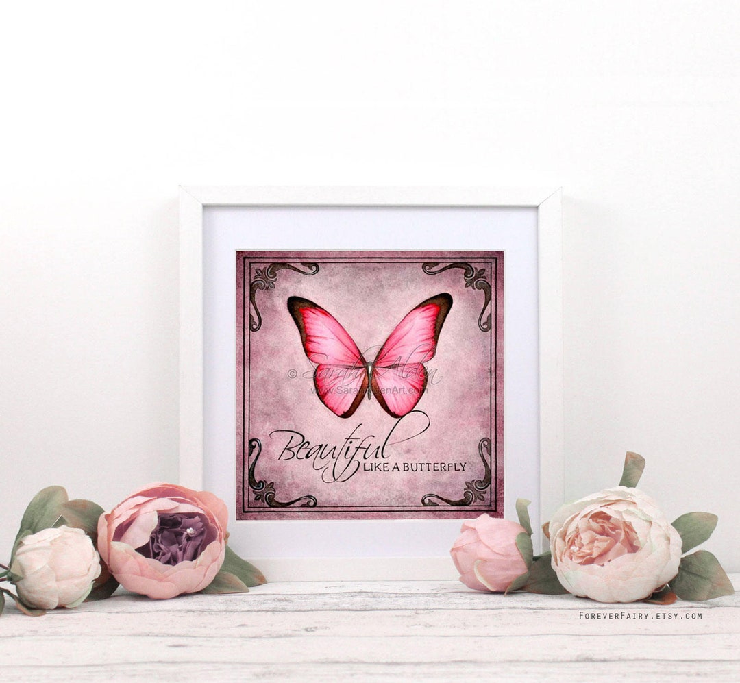 Pink Butterfly Art, Watercolor Butterfly Painting, Butterfly Quote ...