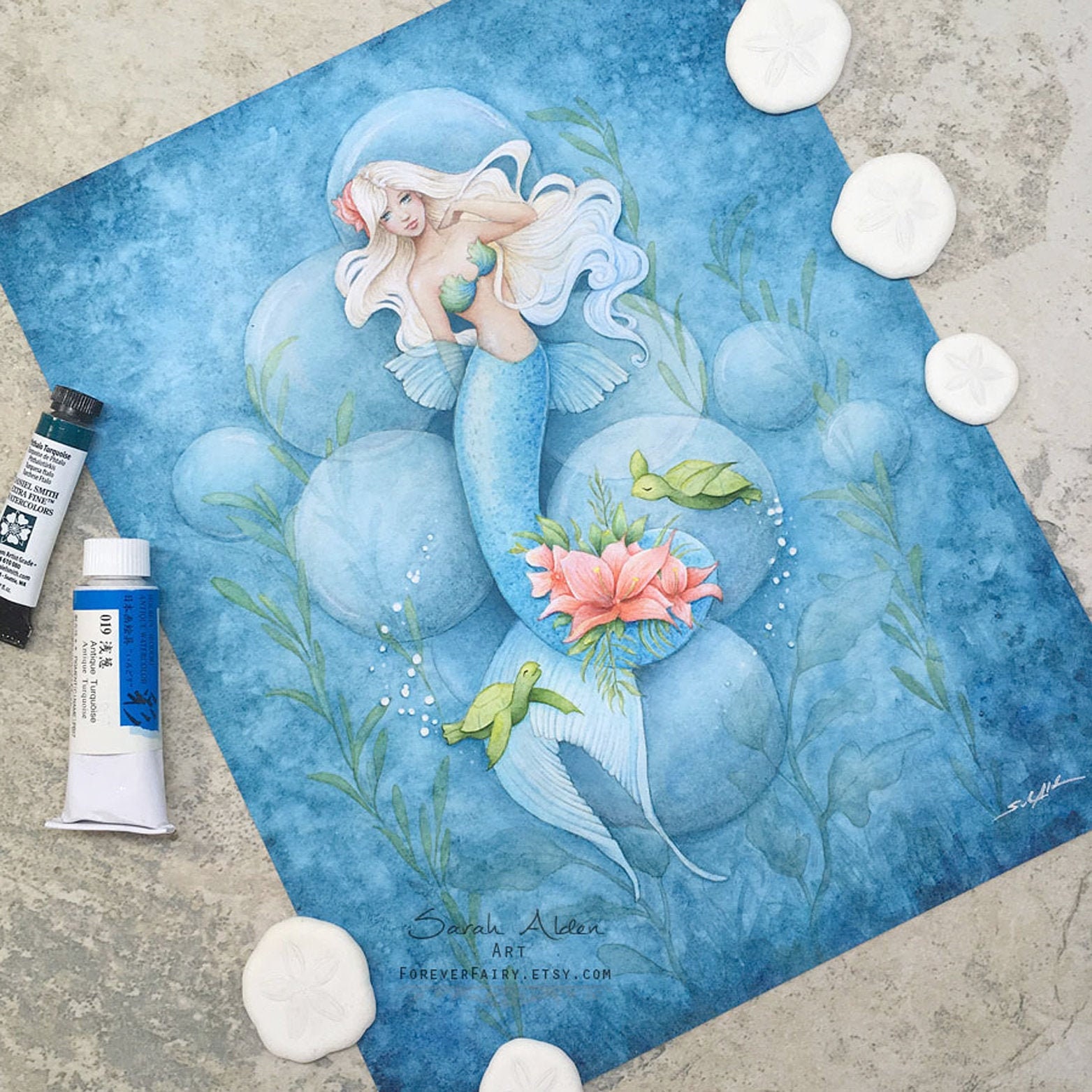 Sea Turtle Mermaid Art Mermaid Print the Little Mermaid - Etsy Australia