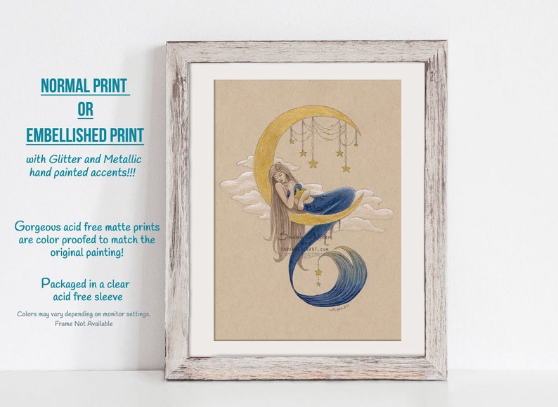 Mermaid Art Print Moon Art Witchy Decor Moon Phases Mermaid - Etsy